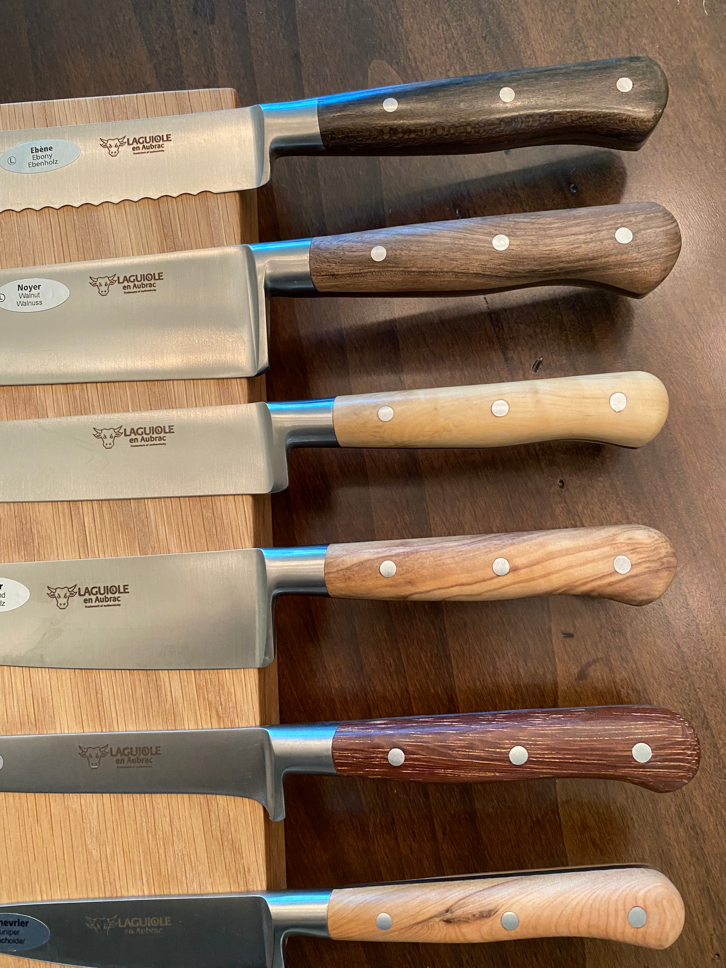 Handcrafted 6-Piece Kitchen Knife Set with Mixed Wood Handles, Magneti ...